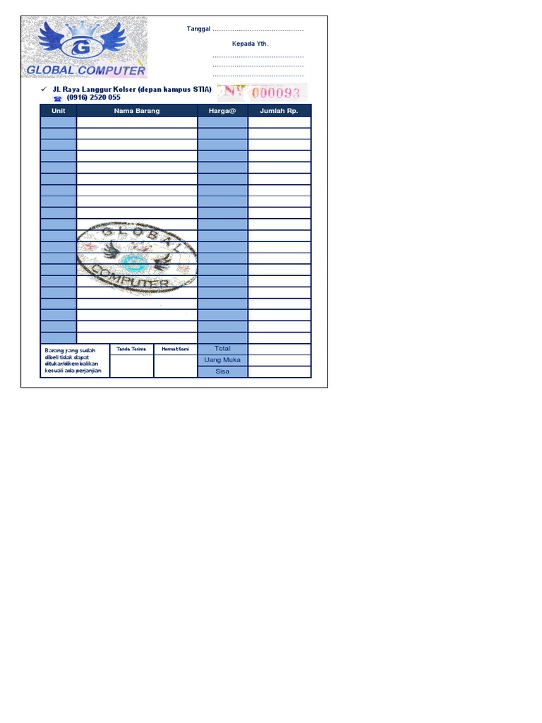 Nota Belanja Kosong Berstempel PDF | PDF