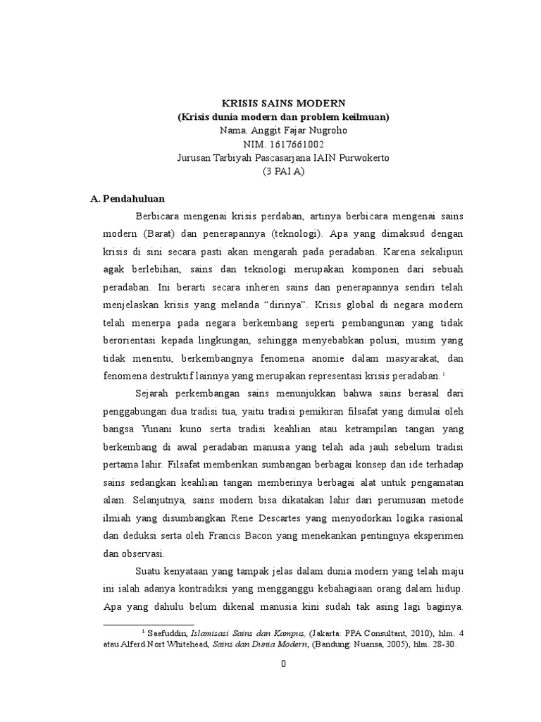 Krisis Dunia Modern Dan Problem Keilmuan | PDF