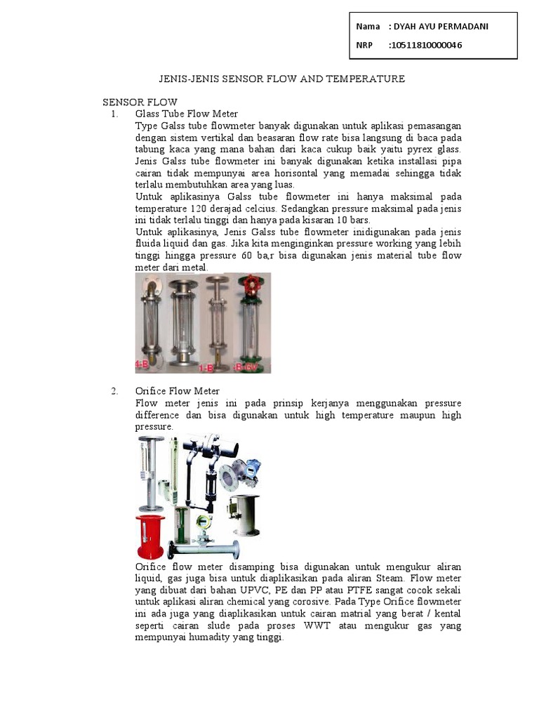 Jenis-Jenis Sensor Flow & Temperature | PDF