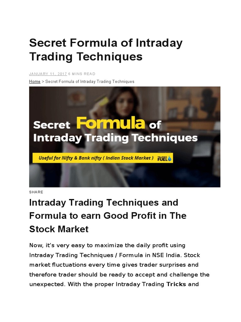 The Secret Formula of Intraday Trading Techniques: Simple Intraday ...