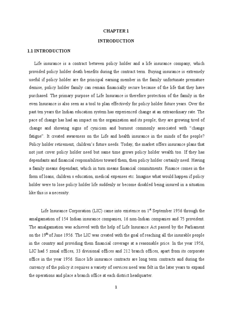 Introdution To Conclusion | PDF | Life Insurance | Insurance