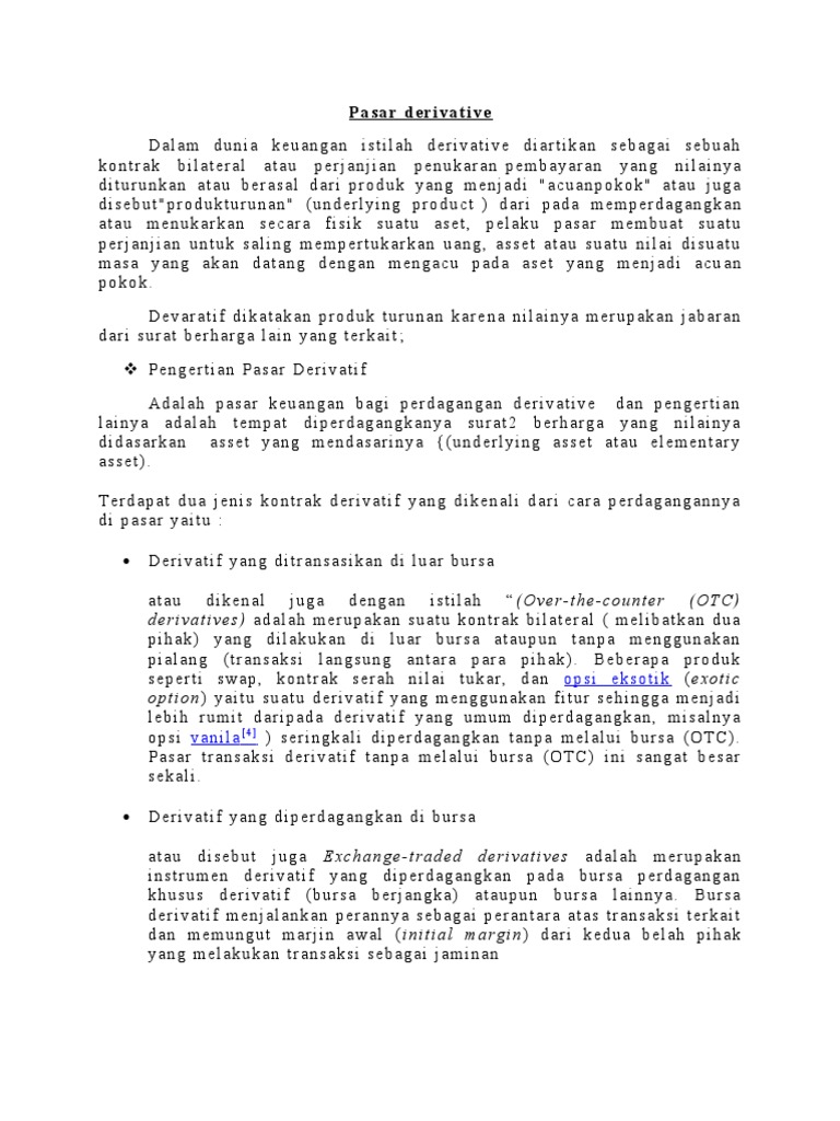 Definisi dan Jenis Pasar Derivatif | PDF