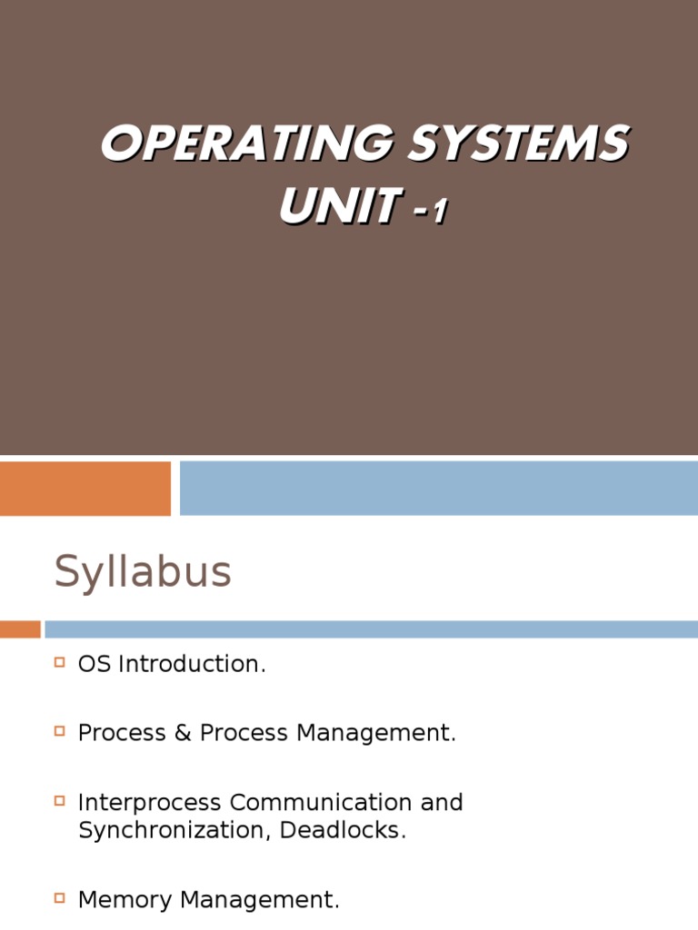 Operating Systems-Unit 1 | PDF | Operating System | Booting