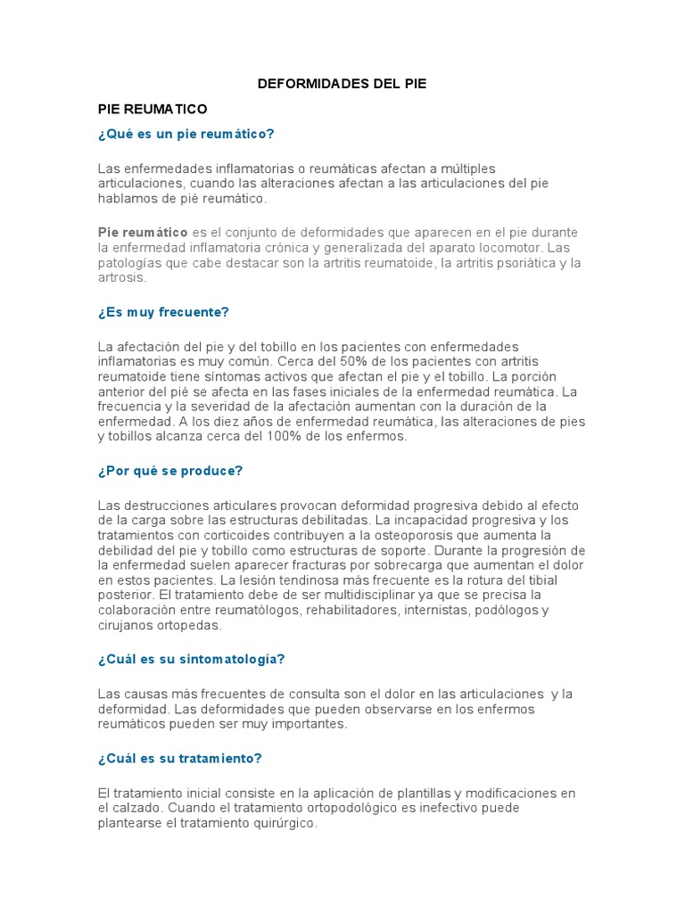 Pie Reumatico - Trabajo | PDF | Artritis Reumatoide | Pie