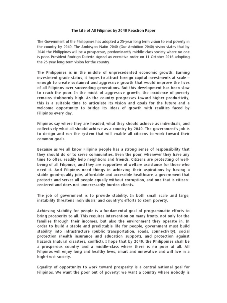 Vision 2040: Ending Poverty in the Philippines | PDF | Philippines ...