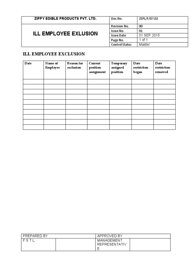 F - 07.02 - Employee Exclusion | PDF