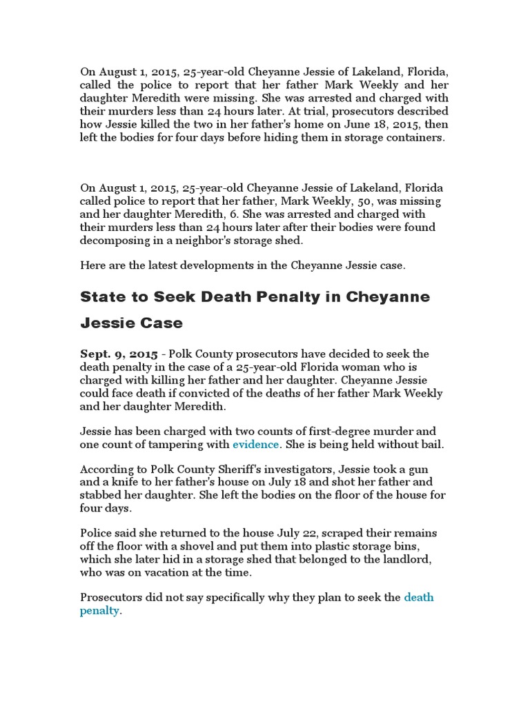 Cheyanne Jessie | PDF | Murder | Law Enforcement