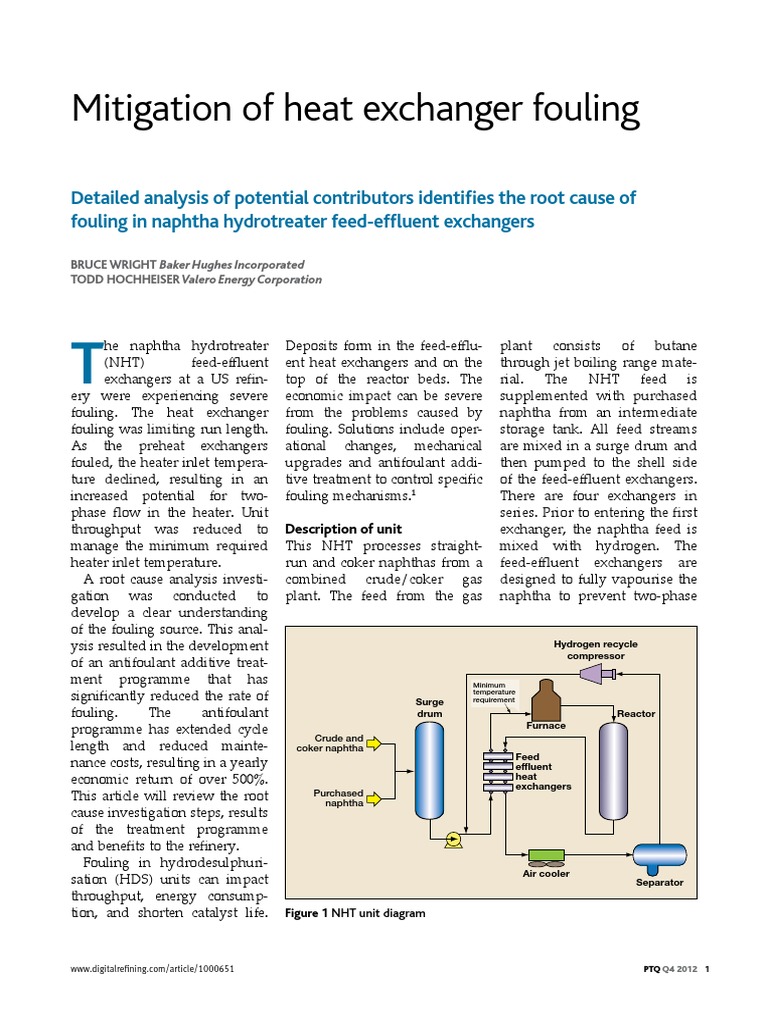 Mitigation of Heat Exchanger Fouling PDF | PDF | Chemical Reactor | Iron