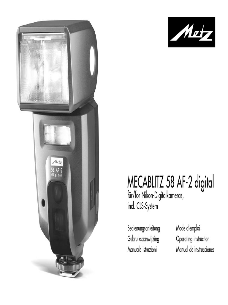 Metz 58 Af2 Flash Manual PDF | PDF | Flash (Photography) | Camera