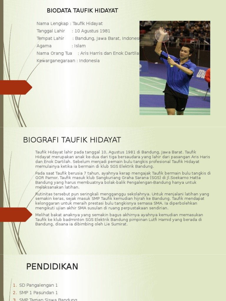 Profil dan Biografi Taufik Hidayat | PDF