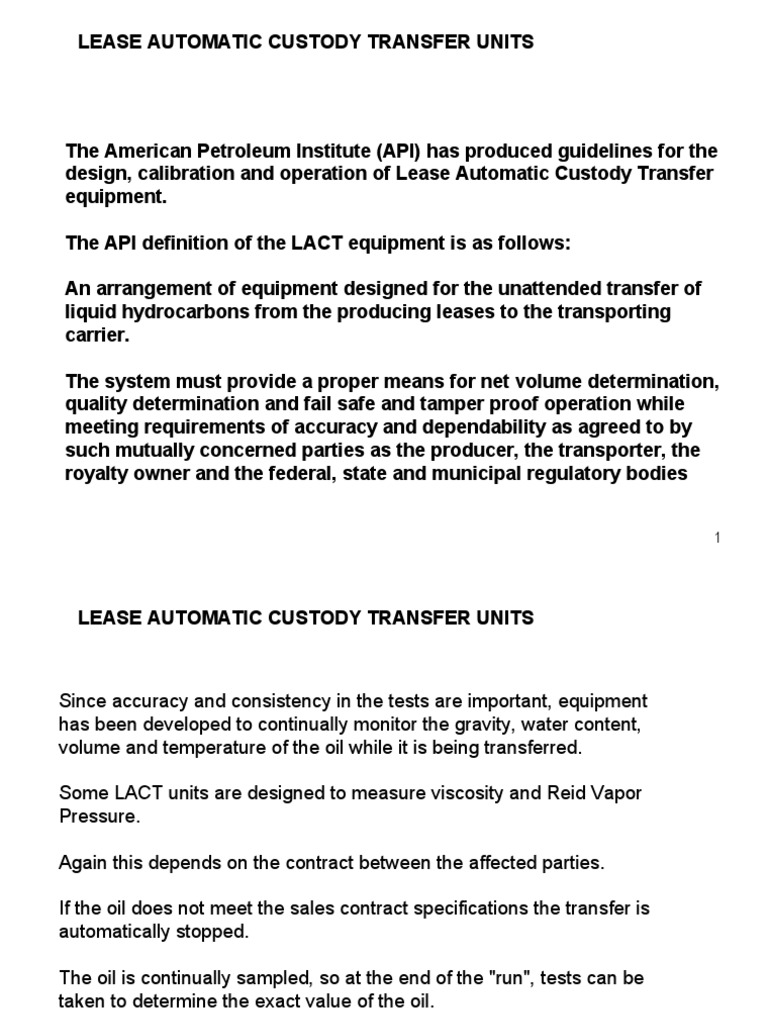 8 - LACT Unit | PDF | Barrel (Unit) | Pipeline Transport