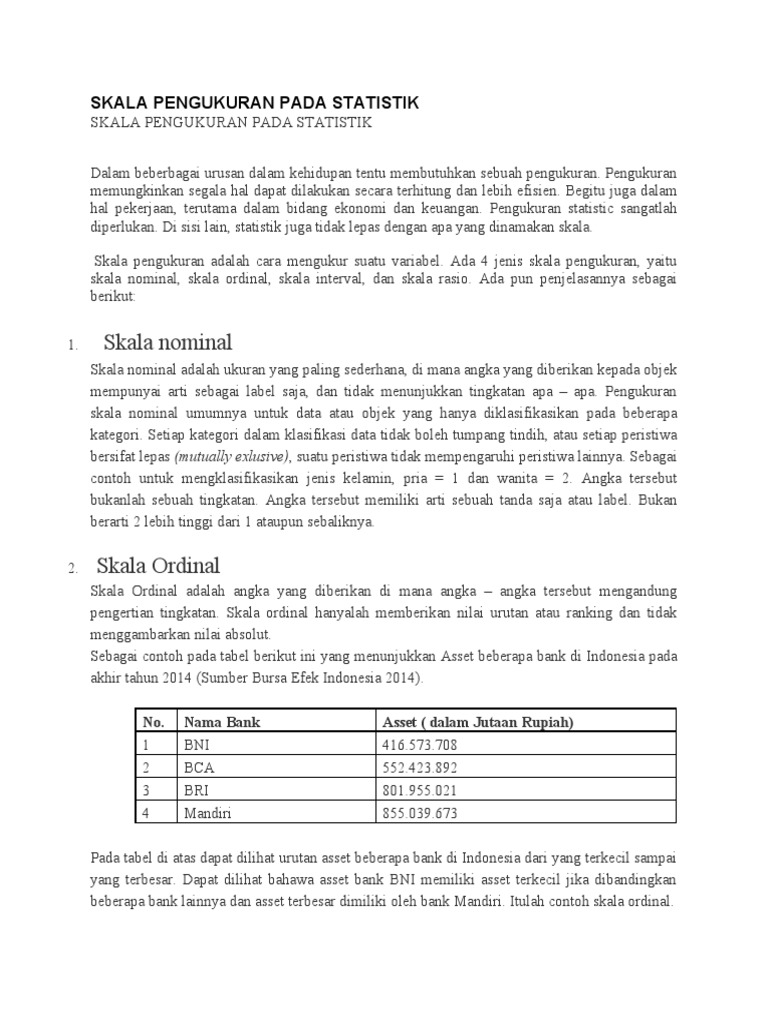 Jenis-Jenis Skala Pengukuran Statistik | PDF | Karier & Perkembangan ...