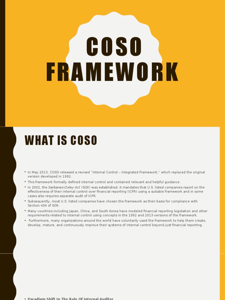 Coso Framework | PDF | Internal Control | Internal Audit