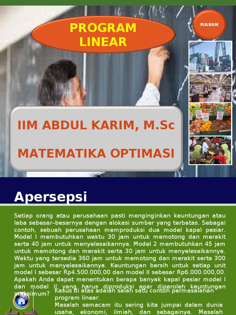 Program Linear | PDF | Metode & Bahan Ajar | Sains & Matematika