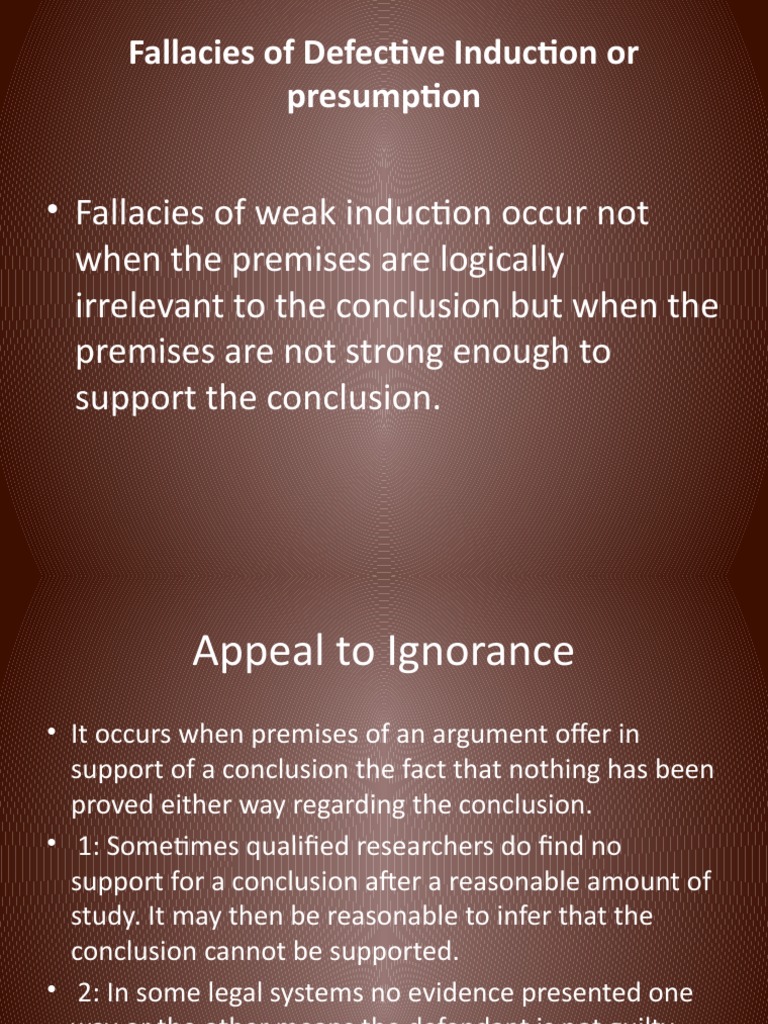 Fallacies of Defective Induction | PDF | Inductive Reasoning | Fallacy