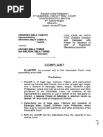 Complaint Sample For Quieting of Title and Recovery of Possession | PDF ...