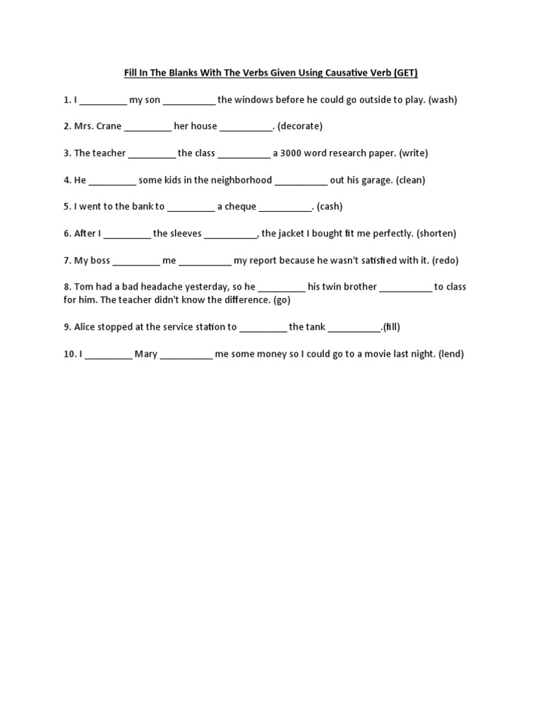 Causative Verb Exercise | PDF