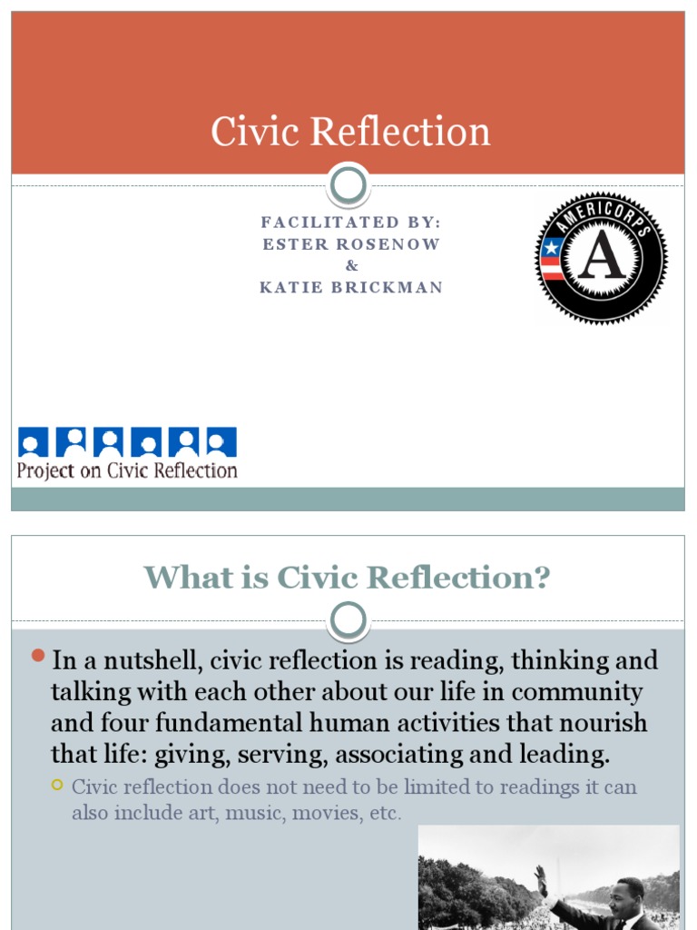 Civic Reflection: Facilitated By: Ester Rosenow & Katie Brickman | PDF ...