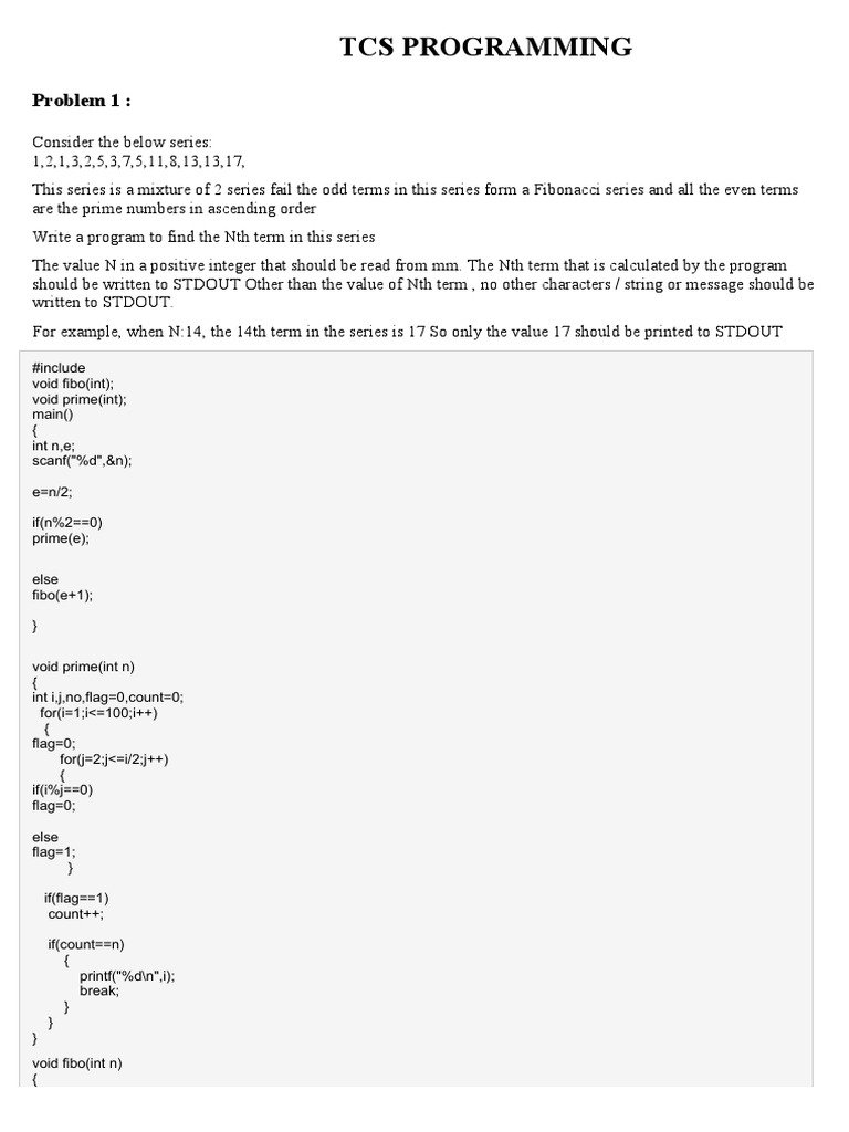 TCS PROGRAMMING - Final | PDF | Areas Of Computer Science | Computer ...