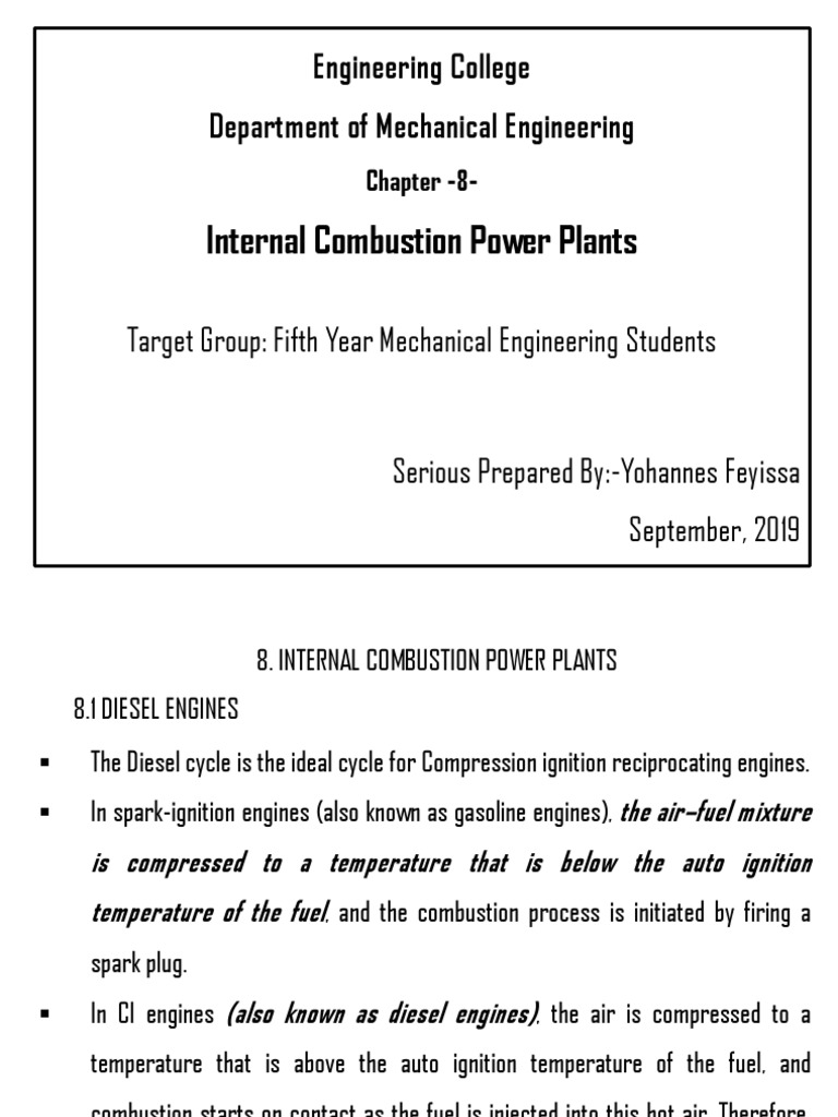 Chapter 8 Power Plant Engineering | PDF | Diesel Engine | Gas Turbine