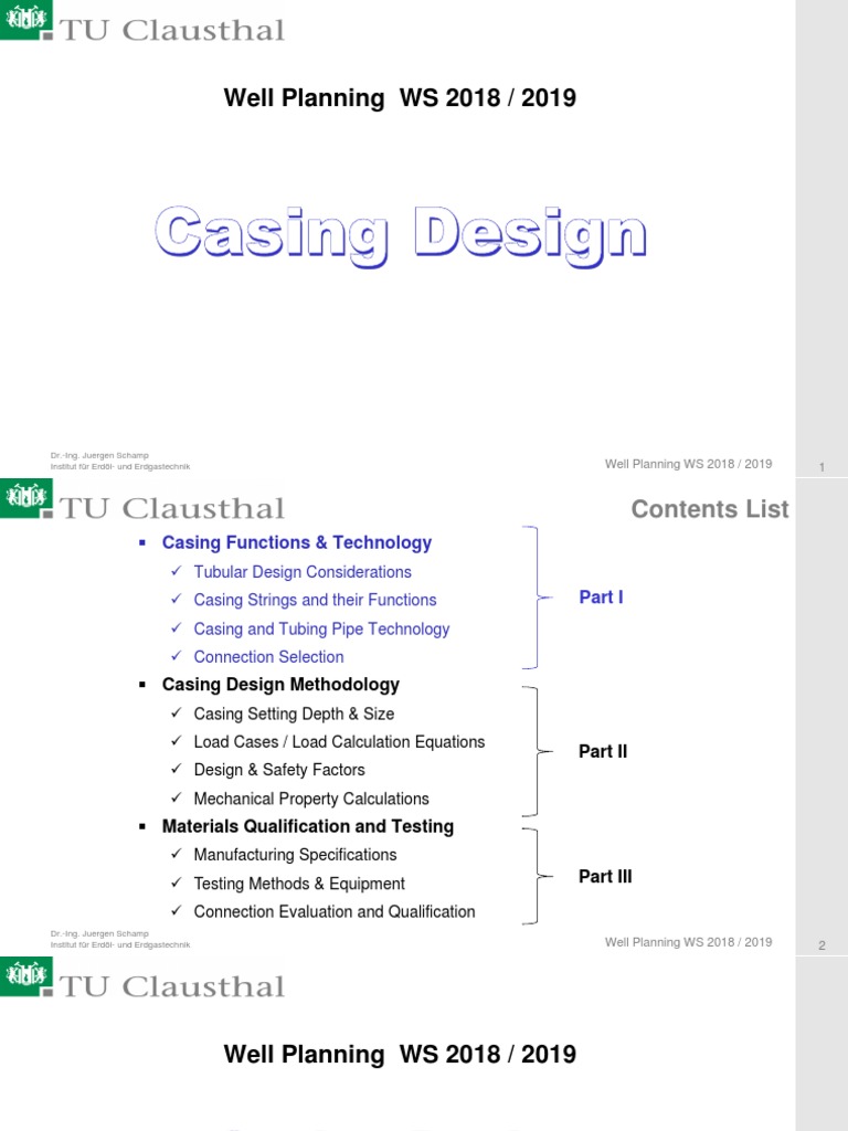 3 WellPlan 2018 2019 CasingDesign | PDF | Casing (Borehole) | Oil Well
