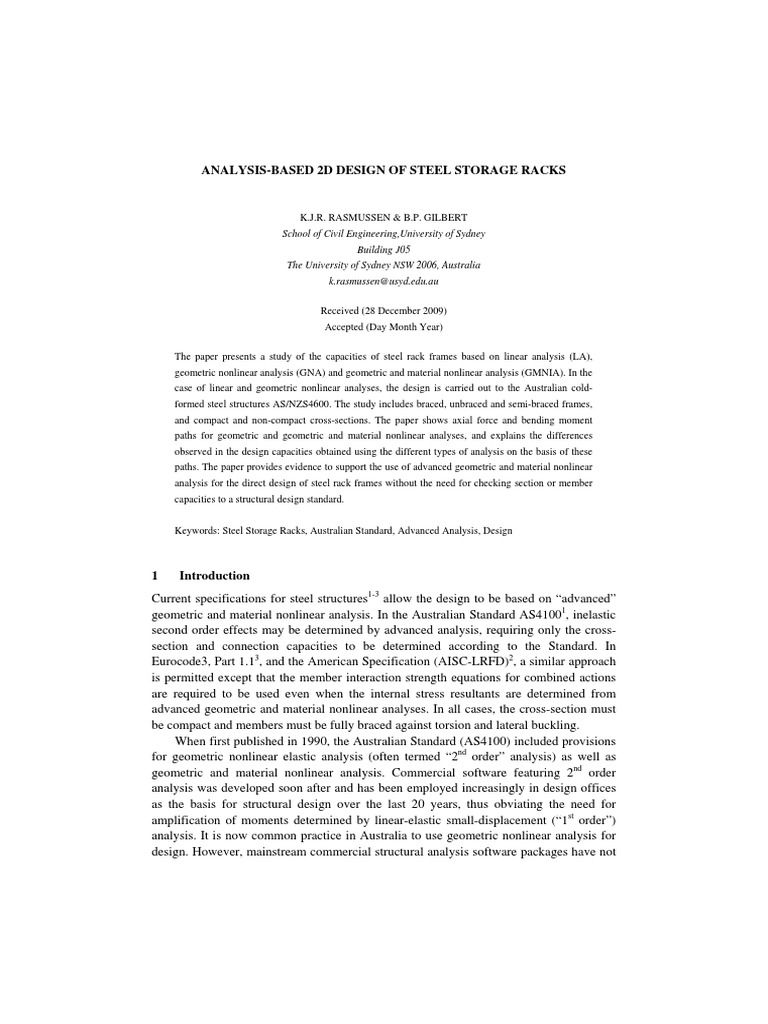 Analysis-Based 2d Design of Steel Storage Racks | PDF | Buckling | Beam ...