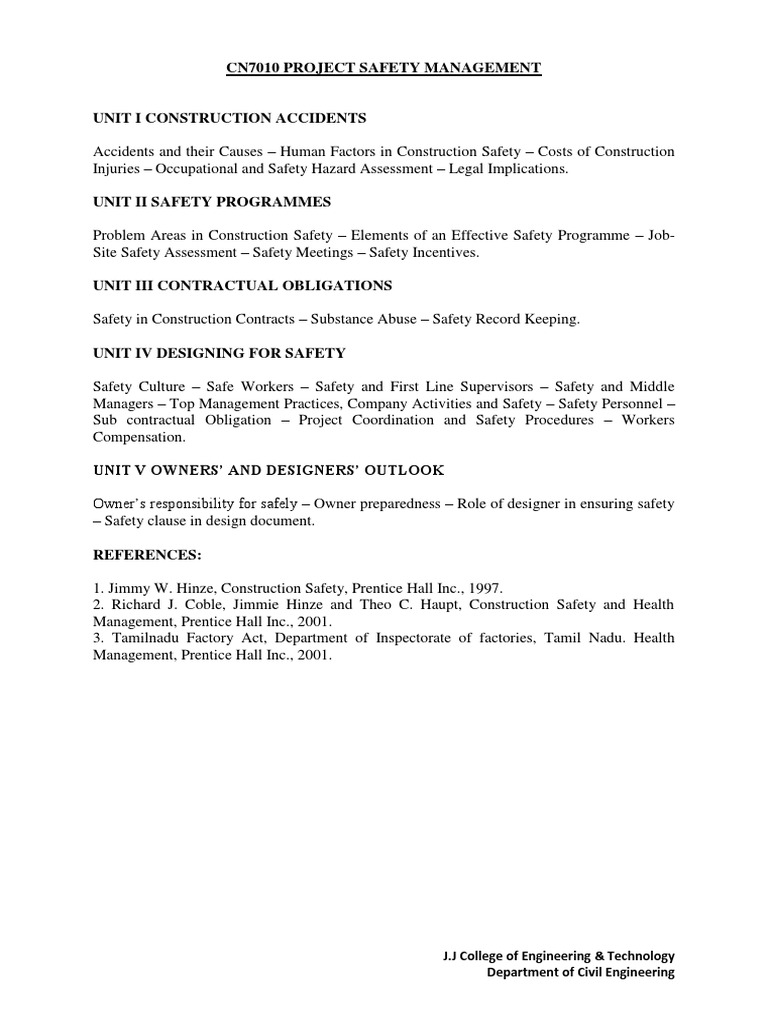 CN7010 Project Safety Management | PDF | Forklift | Risk