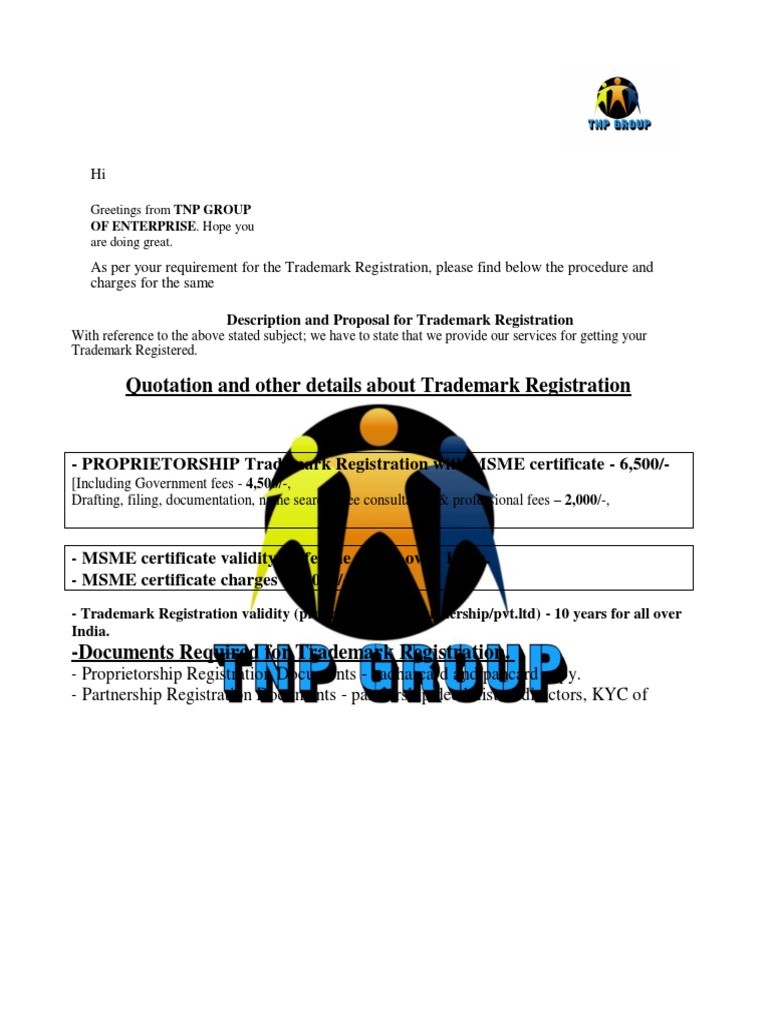 TRADEMARK PROPOSAL-6.5k PDF | PDF | Trademark | Intellectual Works
