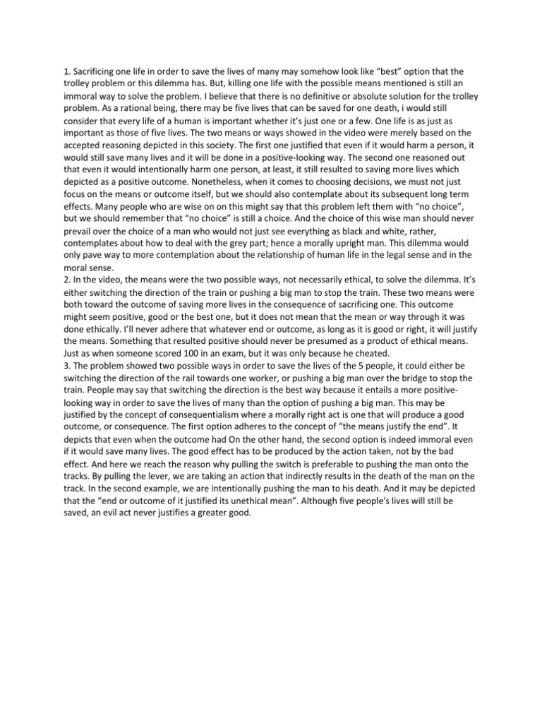 Trolley Problem | PDF | Morality | Metaphysics Of Mind