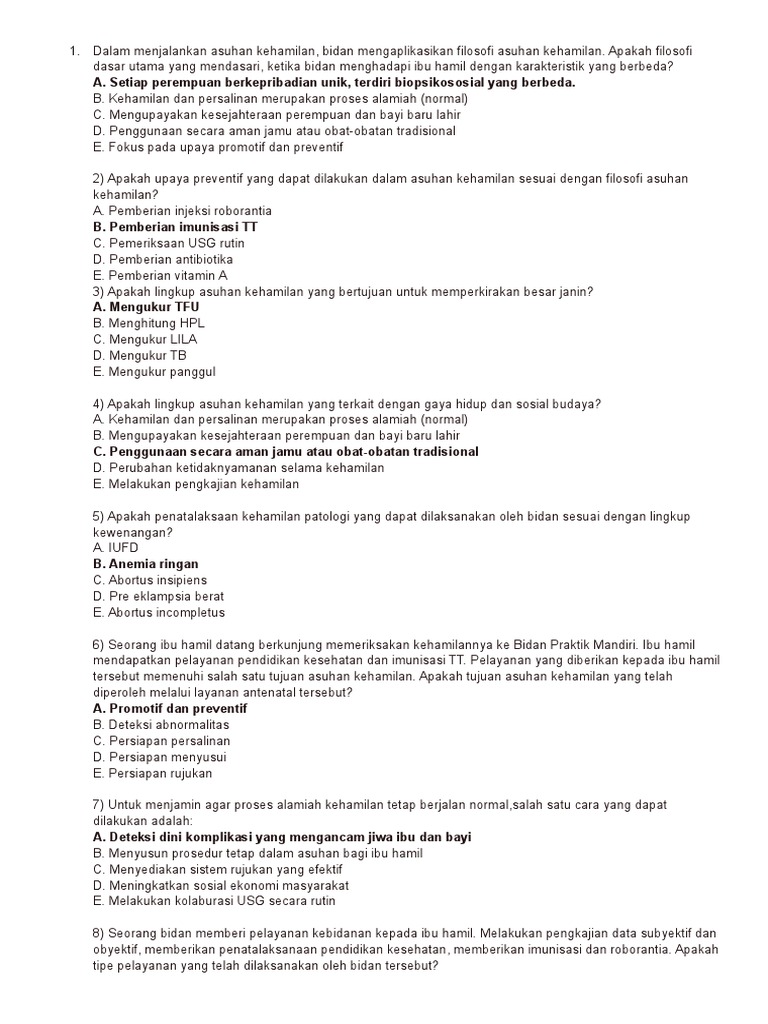 Soal TKB Bidan | PDF