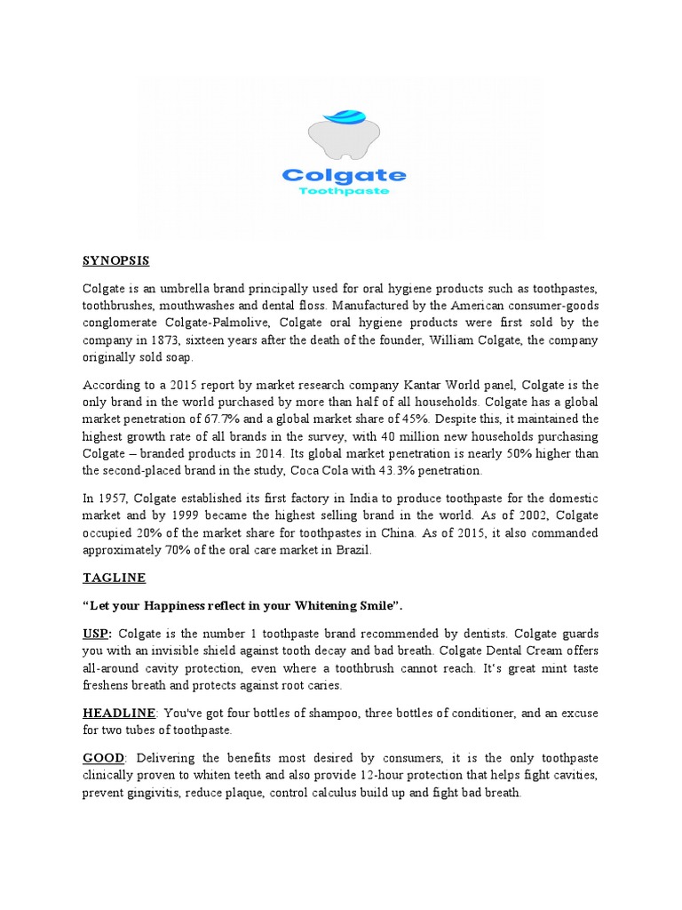 Synopsis COLGATE FINAL | PDF | Oral Hygiene | Dentistry