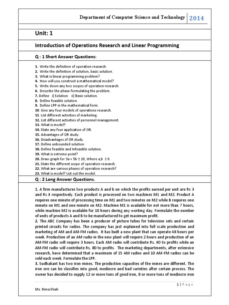 Formulation and Solving of Linear Programming Problems through ...
