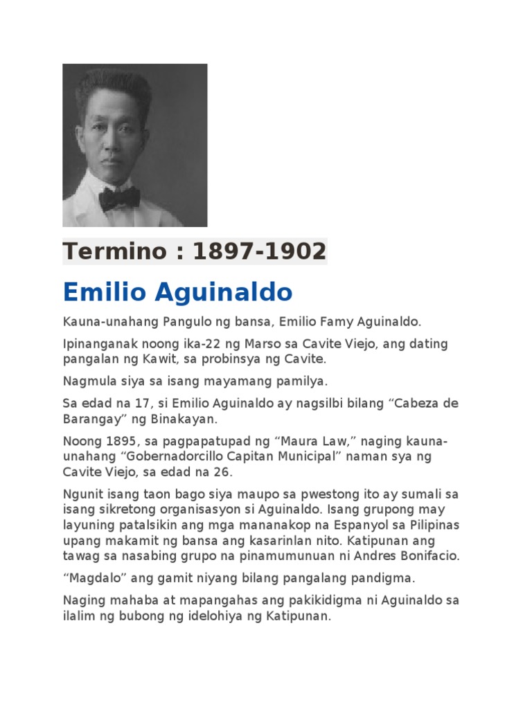 1 Talambuhay Ni Emilio Aguinaldo | PDF