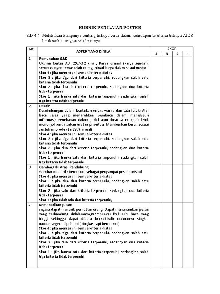 Rubrik Penilaian Poster | PDF