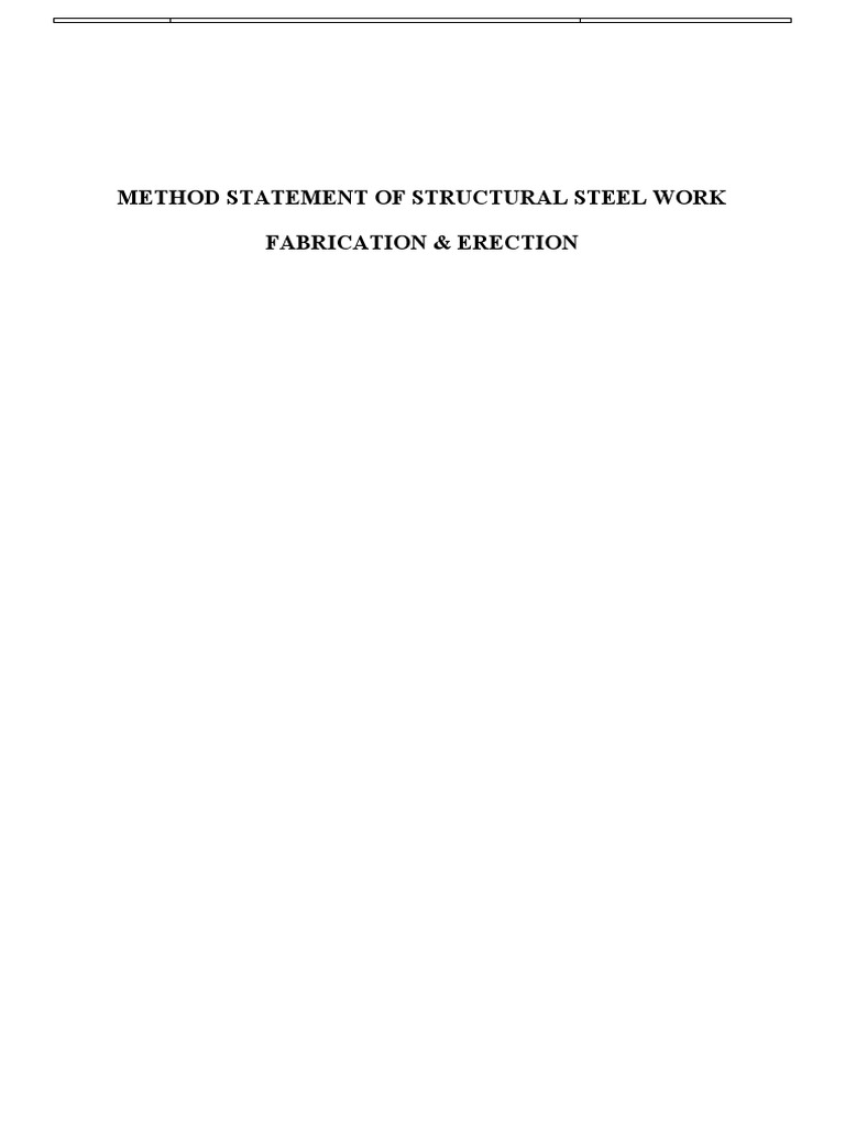 Method Statement For Structural Fabrication & Erection | PDF ...