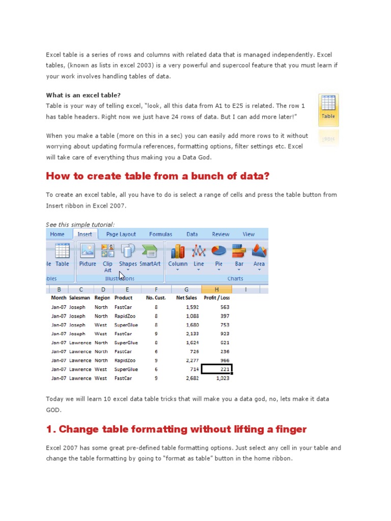 Excel Data Table | PDF | Microsoft Excel | Data Management