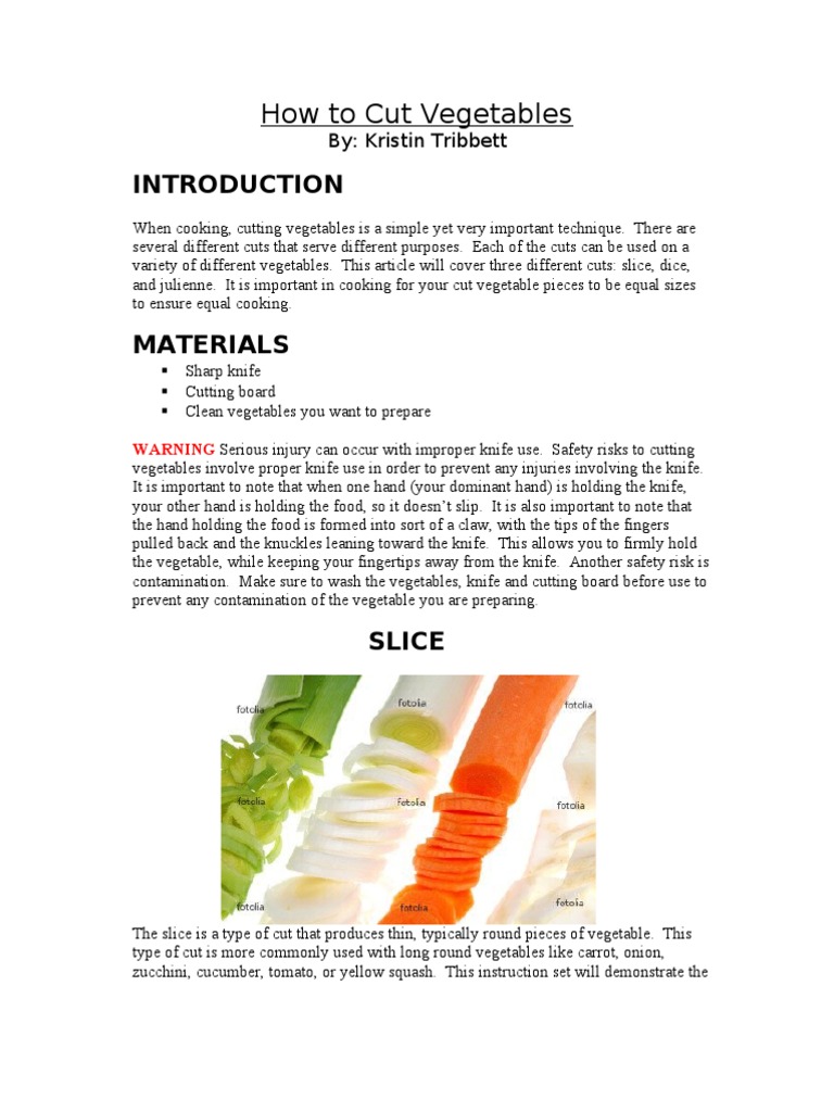 Basic Vegetable Cutting Techniques | PDF | Knife | Tomato