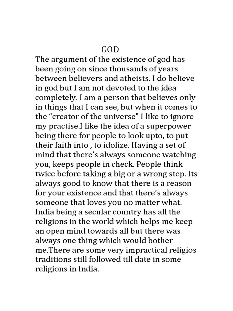 Essay God | PDF | God | Religion And Belief