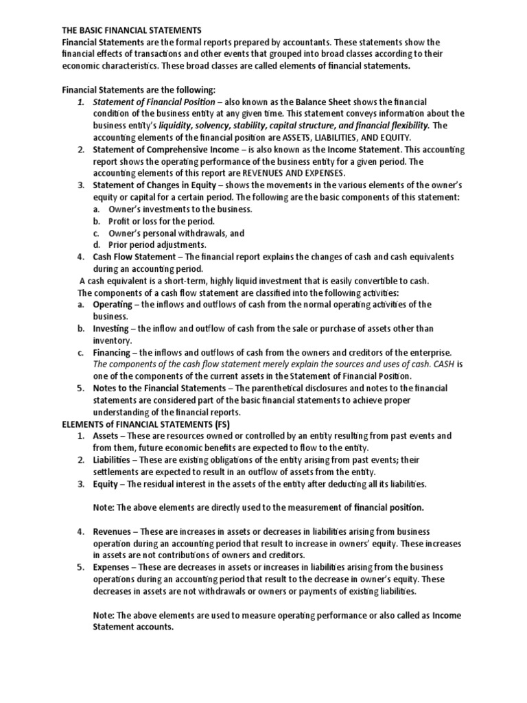 Overview of Basic Financial Statements | PDF | Cash Flow Statement ...