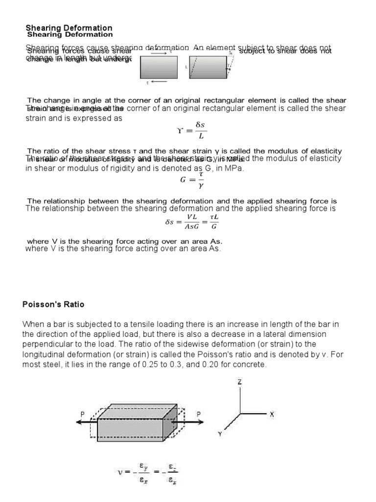 Shearing Deformation | PDF | Deformation (Mechanics) | Young's Modulus