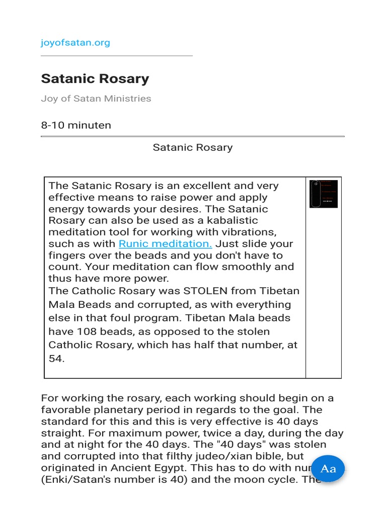 Satanic Rosary | PDF | Rosary | Meditation