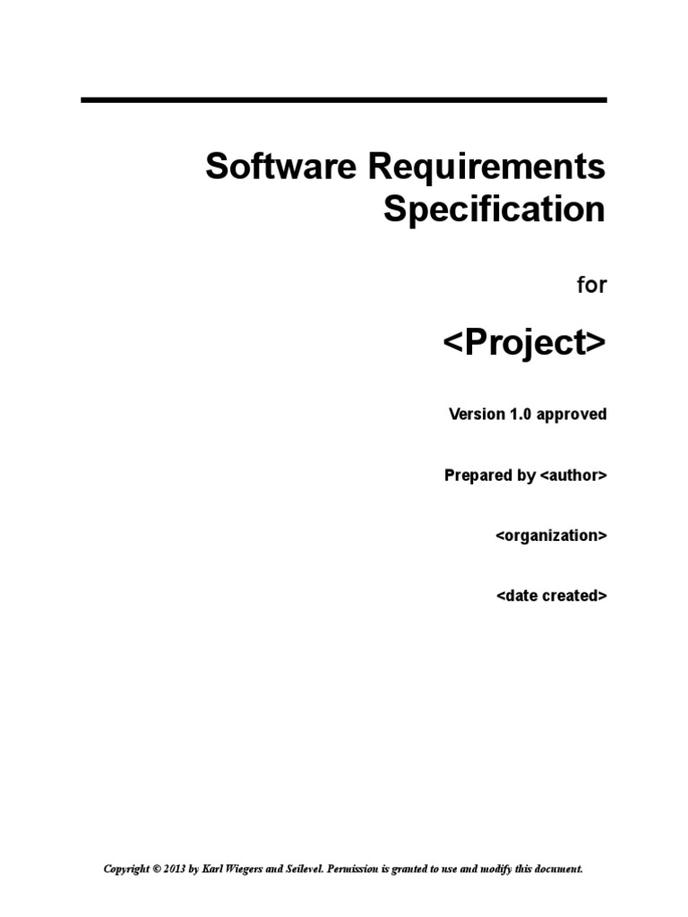 Software Requirements Specification Template | Download grátis PDF | Specification (Technical ...