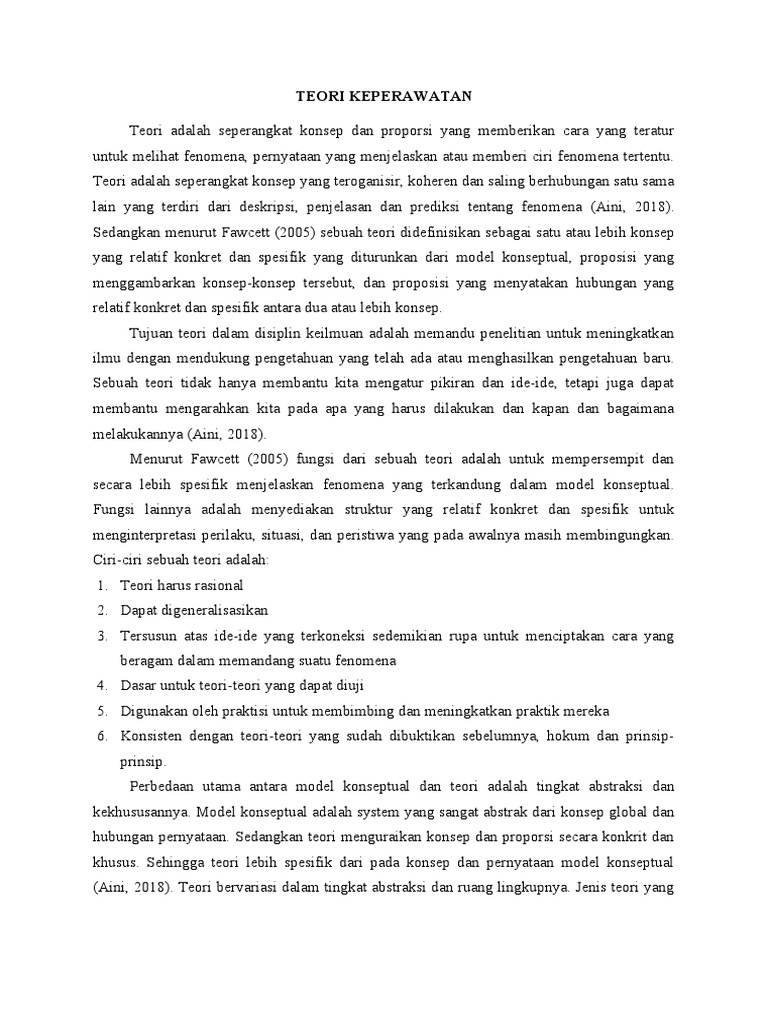 Teori Keperawatan | PDF | Karier & Perkembangan | Pengembangan Diri