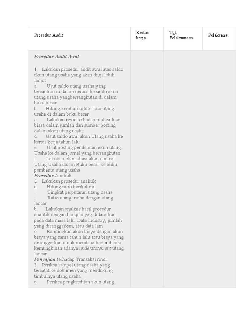 Prosedur Audit | PDF