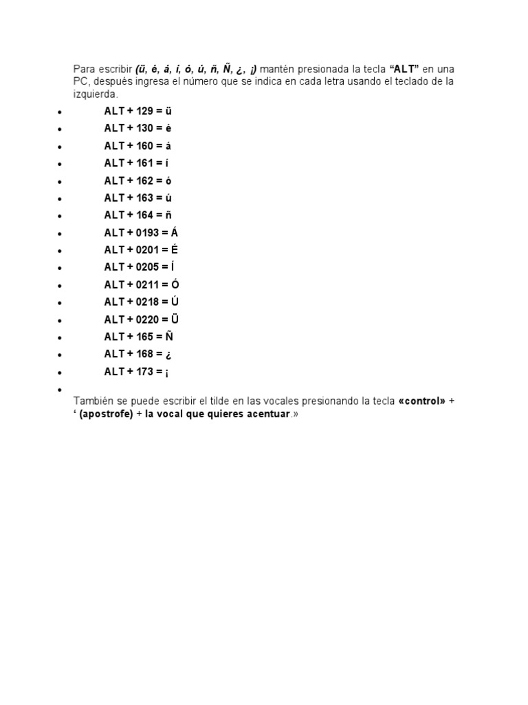 Para Sacar Acentos en El Teclado Lenovo | PDF