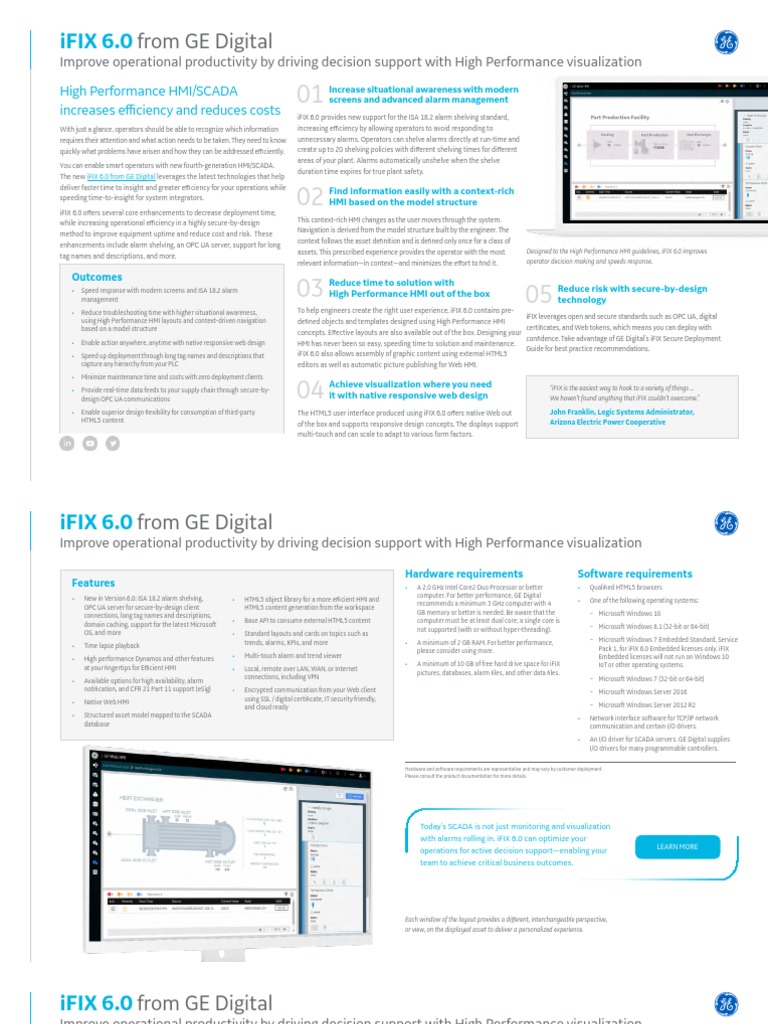 GE Ifix 6.0 Datasheet | PDF | Scada | 64 Bit Computing