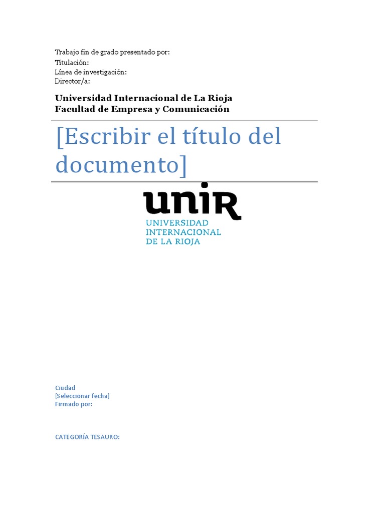 Plantilla - Portada TFG | PDF