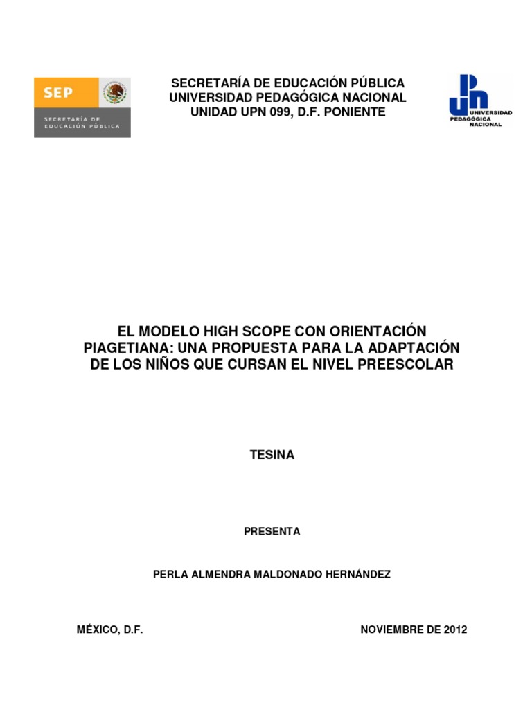 Tesis Modelo High Scope PDF | PDF | Constructivismo (filosofía de la ...
