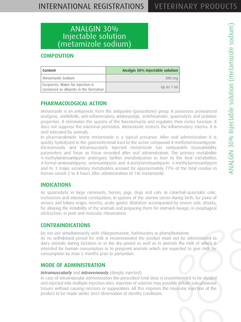 Analgin | PDF | Injection (Medicine) | Gastrointestinal Tract