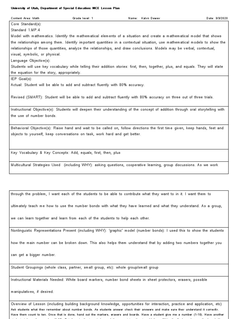 Mce Lesson Plan | PDF | Lesson Plan | Pedagogy